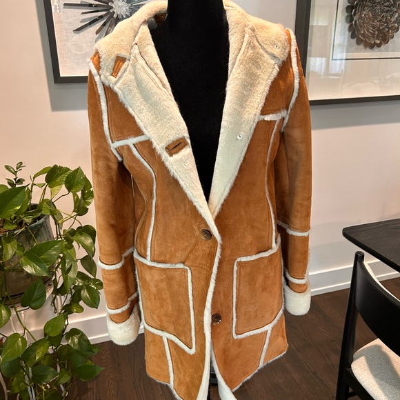 UGG | Jackets & Coats | Ugg Tan And Cream Leather Jacket With Shearling ...